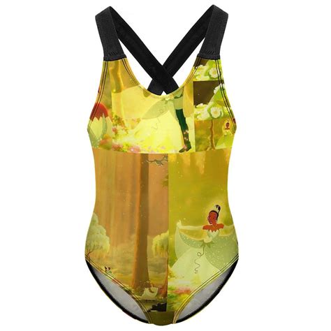 Girls Princess Fro G One Piece Swimsuits Bathing Suits Cross Back