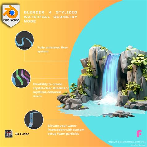 Blender Stylized Waterfall Geometry Flippednormals