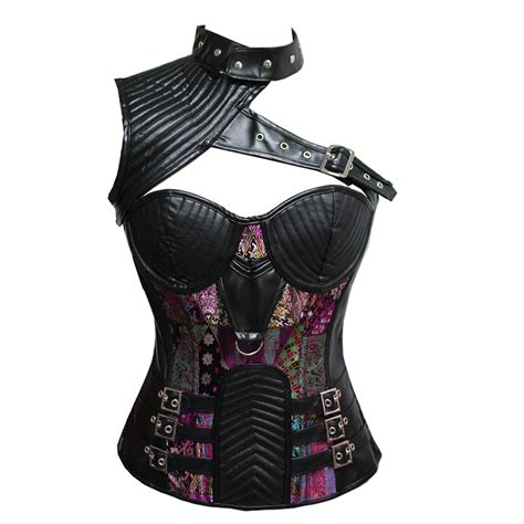 Steampunk Corsets And Bustiers Slimming Flower Pattern Sexy Purple