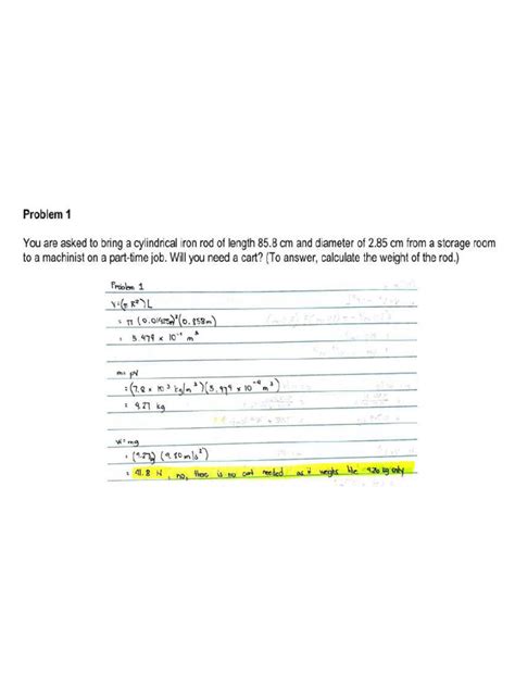 Density Pressure In A Fluid Bouyancy Problem 1 Pdf