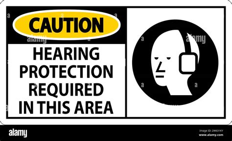 Caution Sign Hearing Protection Required In This Area Stock Vector