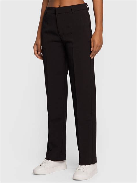 Gina Tricot Medžiaginės Kelnės 13672 Juoda Regular Fit Modivo Lt