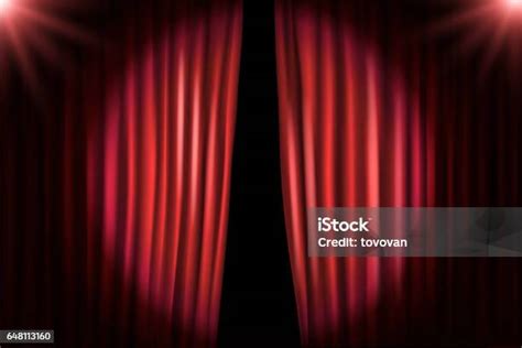 밝은 프로젝터와 오프닝 무대 커튼입니다 벡터 일러스트입니다 정정 당당한 쇼 템플릿 0명에 대한 스톡 벡터 아트 및 기타 이미지 0명 개념과 주제 공연 Istock