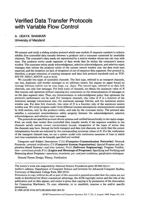 pdf verified data transfer protocols with variable flow control