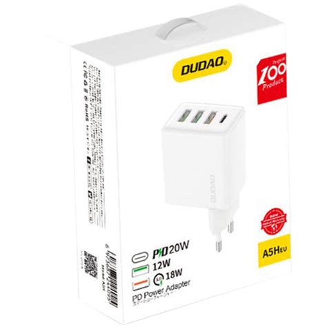 Chargeur Rapide Dudao 3x Usb 1x Usb Type C 20w Pd Qc 30 Blanc A5h