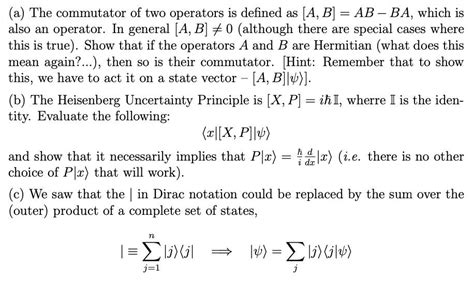 Solved A The Commutator Of Two Operators Is Defined As A Chegg