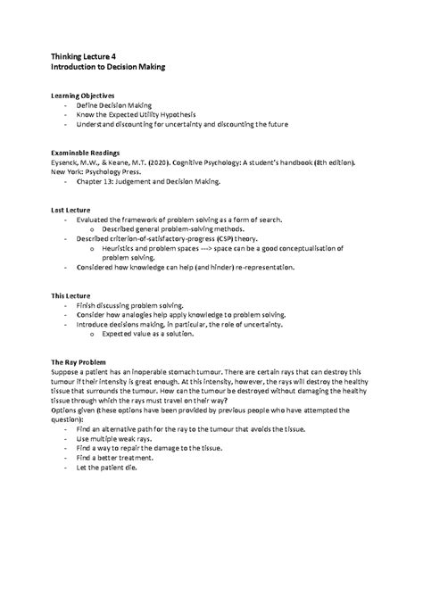 psyc2016 2022 thinking lecture 4 thinking lecture 4 introduction