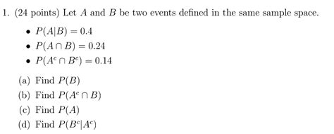 Solved Points Let A And B Be Two Events Defined In Chegg Com