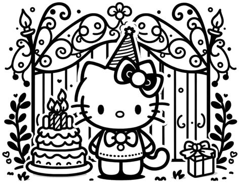 Hello Kitty Birthday Coloring