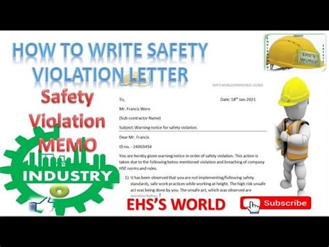 Warning Letter For Safety Violation In Construction