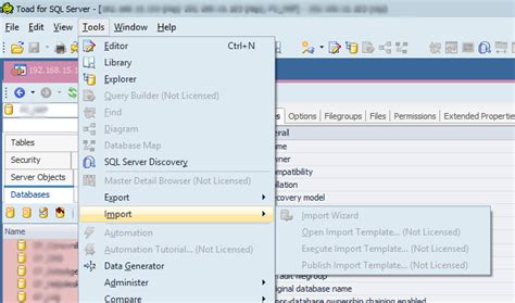 Import Wizard Disabled Greyed Out Toad For Sql Server Toad World