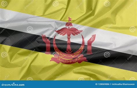 Fabric Flag Of Brunei Darussalam Crease Of Brunei Flag Background