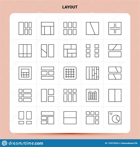 OutLine 25 Layout Icon Set Vector Line Style Design Black Icons Set
