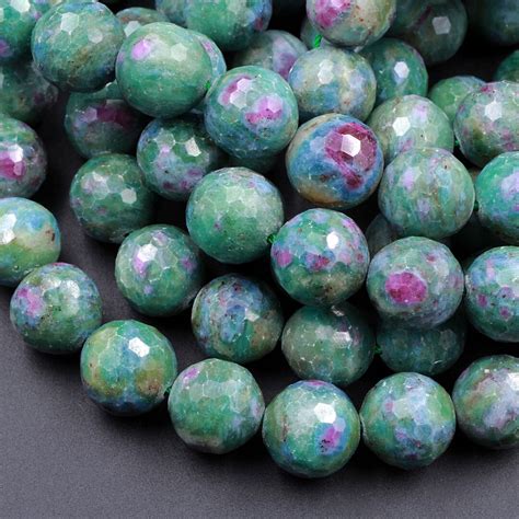 Faceted Natural Ruby Fuchsite Round Beads 6mm 8mm 10mm 12mm 14mm Red