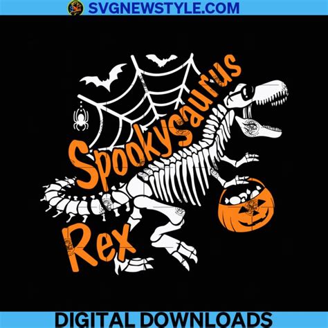 Spooky Saurus Rex Svg T Rex Skeleton Svg Png Dxf Eps Cricut File