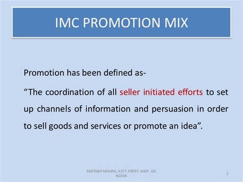 Imc Promotion Mix By Amitabh Mishra