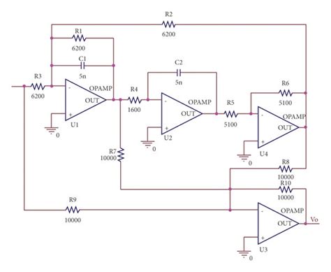 Four Opamp Biquad High Pass Filter Circuit Download Scientific Diagram