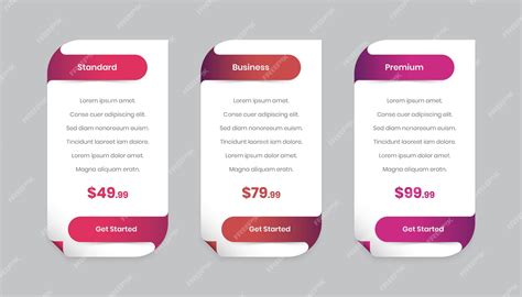 Premium Vector Modern Gradient Pricing Comparison Table Template For