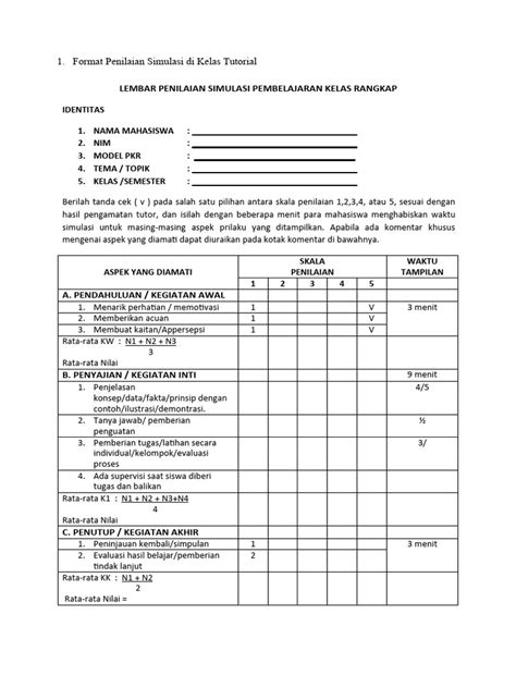 Format Penilaian Simulasi Di Kelas Tutorial Pdf