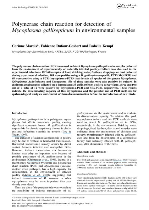 Pdf Polymerase Chain Reaction For The Detection Of Mycobacterium Tuberculosis Dna In Tissue