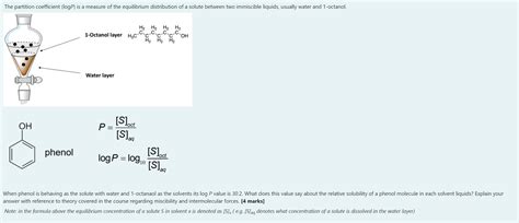 Solved The Partition Coefficient Logp Is A Measure Of The