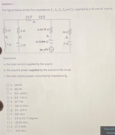 Solved The Figure Below Shows Five Impedances Z1z2z3z4