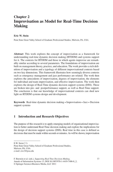 pdf improvisation as model for real time decision making