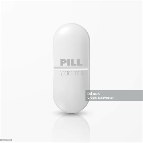 벡터 3d 현실적인 흰색 제약 타원형 의료 알약 캡슐 흰색 배경에 격리된 태블릿 정면도 의료 개념 감기와 독감에 대한 스톡 벡터