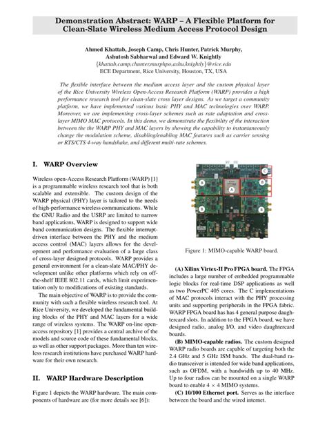Pdf Warp A Flexible Platform For Clean Slate Wireless Medium Access Protocol Design