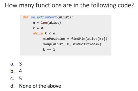 solved how many functions are in the following code def