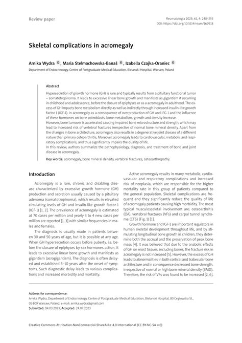 Pdf Skeletal Complications In Acromegaly