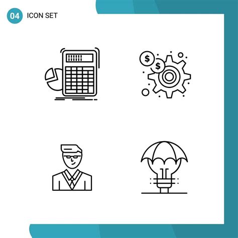 Vector Pack Of 4 Outline Symbols Line Style Icon Set On White Background For Web And Mobile