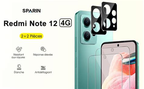 SPARIN 2 2 Pièces Verre Trempé Compatible avec Xiaomi Redmi Note 12 4G