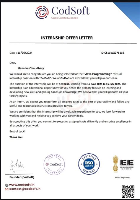 hansika chaudhary on linkedin codsoft internship