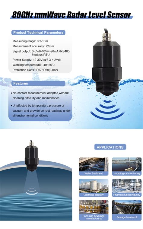 Atech Water Level Sensor 4 20ma Rs485 Liquid Level Transmitter Submersible Water Diesel Fuel