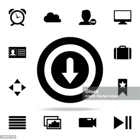 圓圈圖示中的向下箭頭web 圖示和移動的通用設置向量圖形及更多互聯網圖片 互聯網 前者 動作 Istock