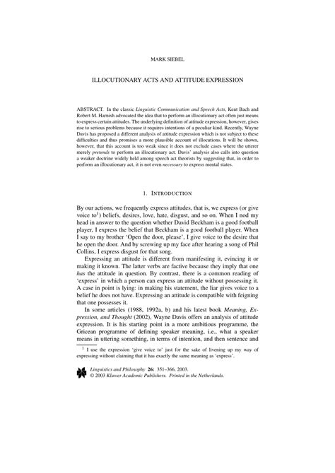 Pdf Illocutionary Acts And Attitude Expression
