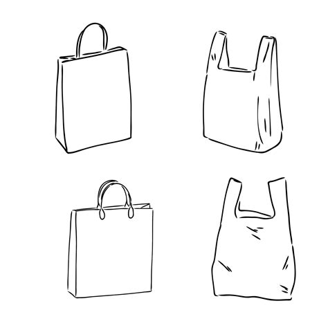 Bolsa De Plástico Dibujos Animados Vector E Ilustración Bosquejo De
