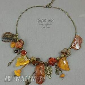 Naszyjnik z Bursztynu Niezwykły w Stylu Boho Handmade ღ art Madam pl