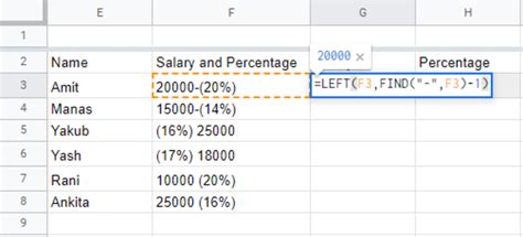 how to separate numbers and percentages from one cell in excel