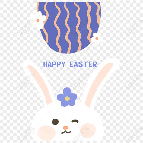 부활절 파란색 만화 일러스트 토끼 요소입니다주형꼬리표 Png 일러스트 무료 다운로드 Lovepik