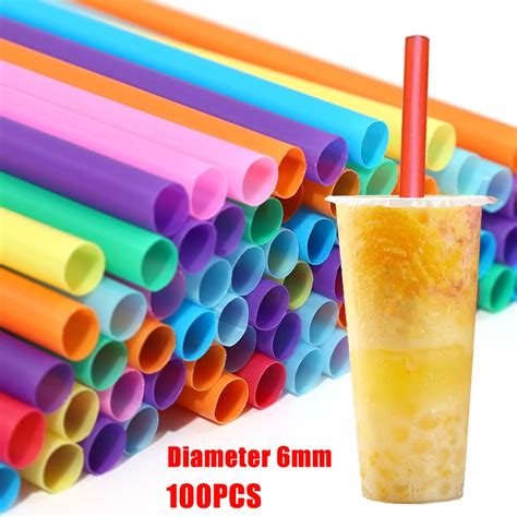 Palhas Pl Sticas Descart Veis 100pcs Colorido Para O Milktea Bebendo
