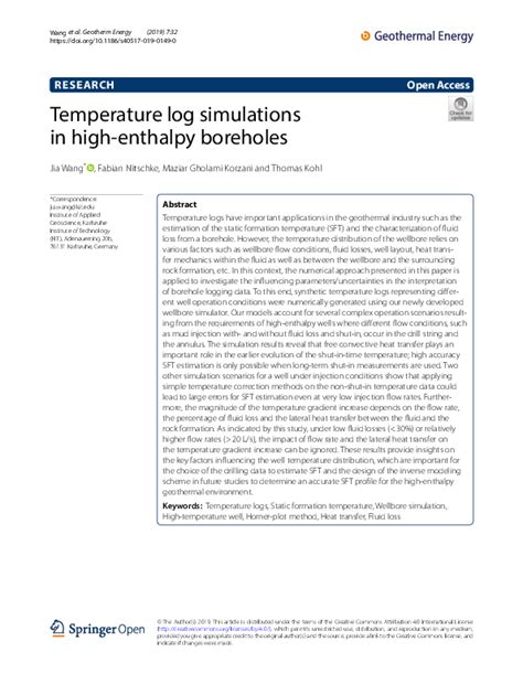 Pdf Temperature Log Simulations In High Enthalpy Boreholes