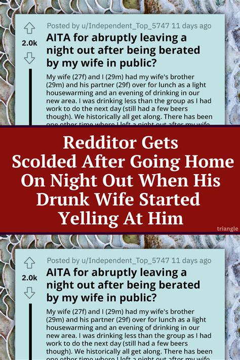 Redditor Gets Scolded After Going Home On Night Out When His Drunk Wife