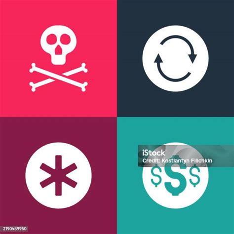 세트 팝 아트 달러 기호 응급 의료 재활용 및 뼈 및 두개골 경고 아이콘 벡터 건강 진단에 대한 스톡 벡터 아트 및 기타 이미지 건강 진단 고풍스런 구급대원 Istock