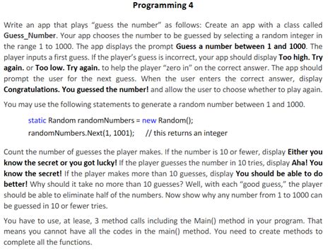Solved Programming Write An App That Plays Guess The Chegg