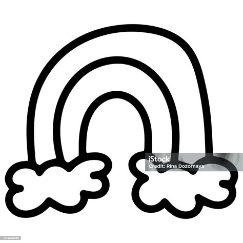 만화 낙서 레인보우 아이콘 벡터 간단한 벡터 일러스트 레이 션을 윤곽선으로 표시합니다 레인보우 코믹 라인 아트 0명에 대한 스톡 벡터 아트 및 기타 이미지 Istock