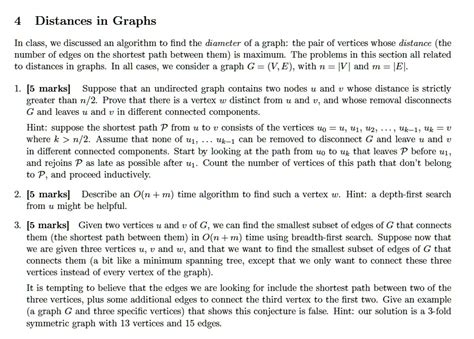 Solved Text Distances In Graphs In Class We Discussed An Algorithm