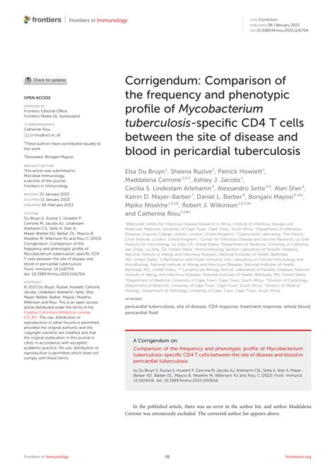 Pdf Corrigendum Comparison Of The Frequency And Phenotypic Profile