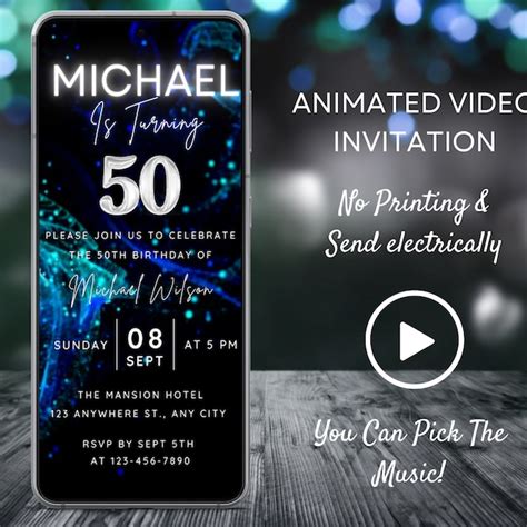 Virtual 50th Birthday Invitation Etsy